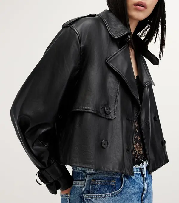 ALLSAINTS Leather Cropped Trench Coat