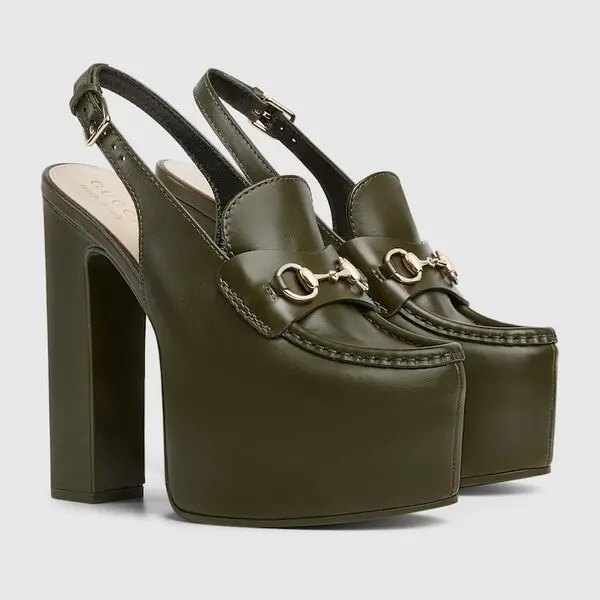 Gucci Horsebit Platform Loafer Slingback Leather - Green 