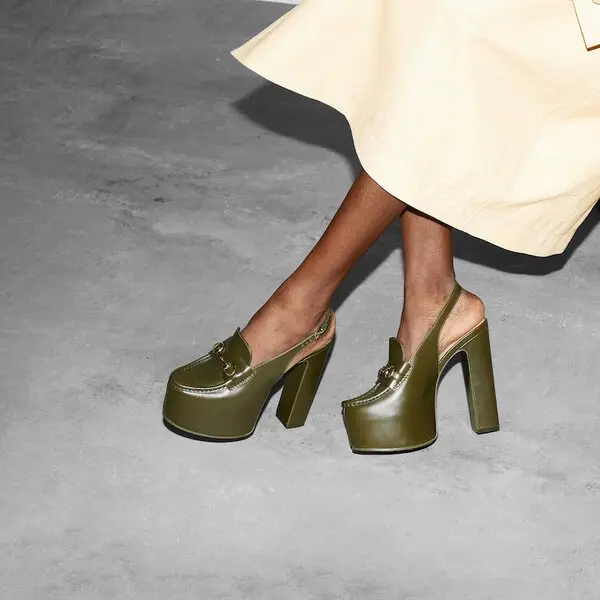 Gucci Horsebit Platform Loafer Slingback Leather - Green 
