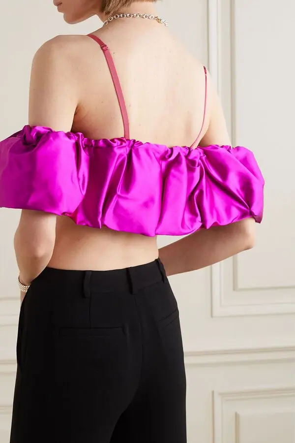 Simkhai Leonora Cropped Taffeta Top