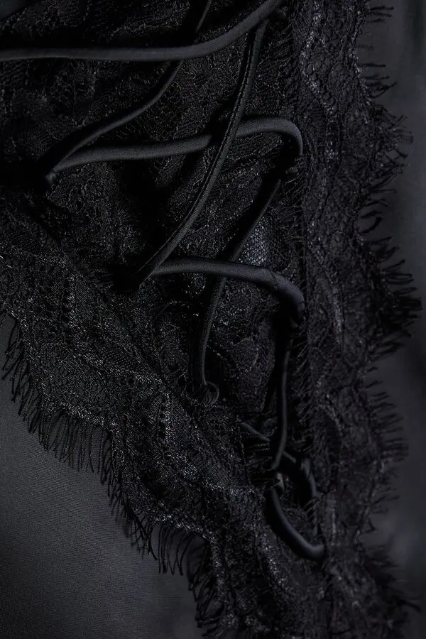 Simkhai Eva Lace-trimmed Satin Wide-leg Pants