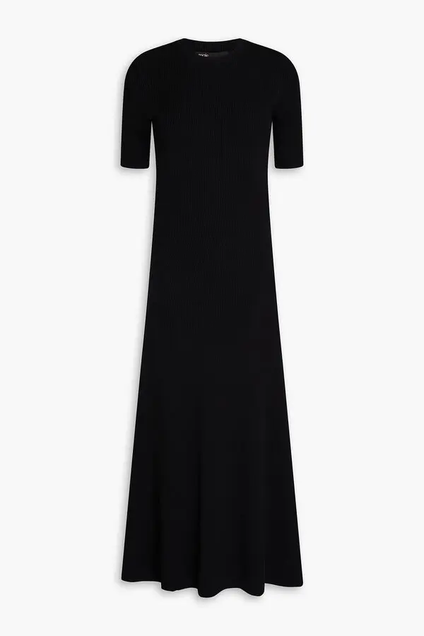 Maje Cutout Ribbed-knit Midi Dress
