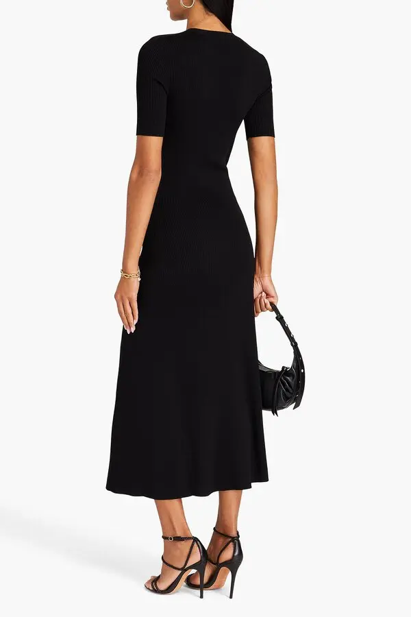 Maje Cutout Ribbed-knit Midi Dress