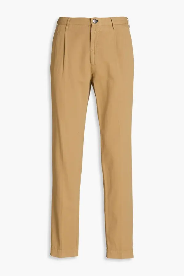 SLOWEAR Incotex Pleated Cotton And Linen-blend Twill Chinos - Sand