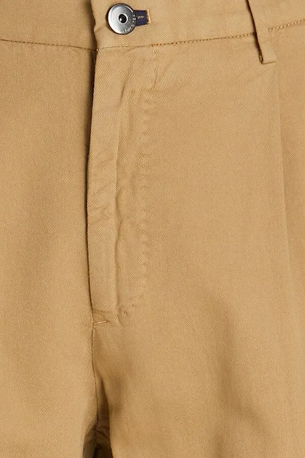 SLOWEAR Incotex Pleated Cotton And Linen-blend Twill Chinos - Sand