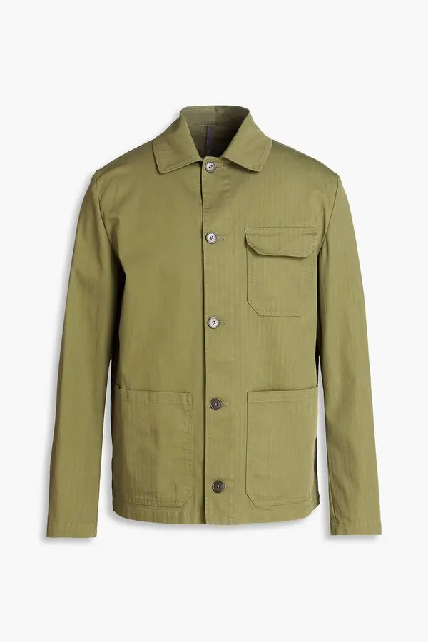 SLOWEAR Montedoro Herringbone Cotton-blend Jacquard Jacket - Army Green