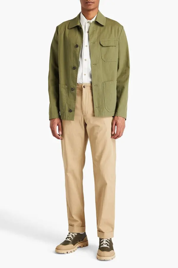 SLOWEAR Montedoro Herringbone Cotton-blend Jacquard Jacket - Army Green
