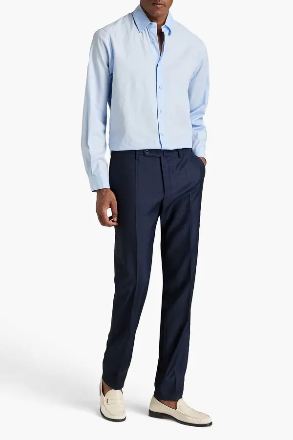 SLOWEAR Incotex Sharkskin Slim-fit Wool Trousers - Navy