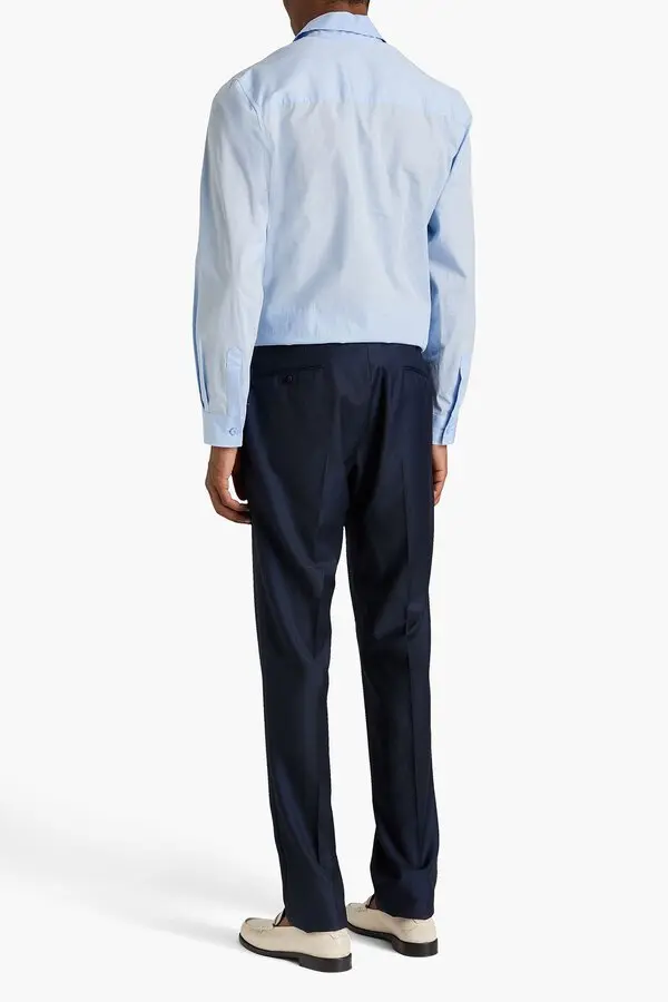 SLOWEAR Incotex Sharkskin Slim-fit Wool Trousers - Navy