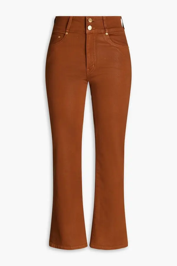 Derek Lam 10 Crosby Cropped Coated High-rise Kick-flare Jeans