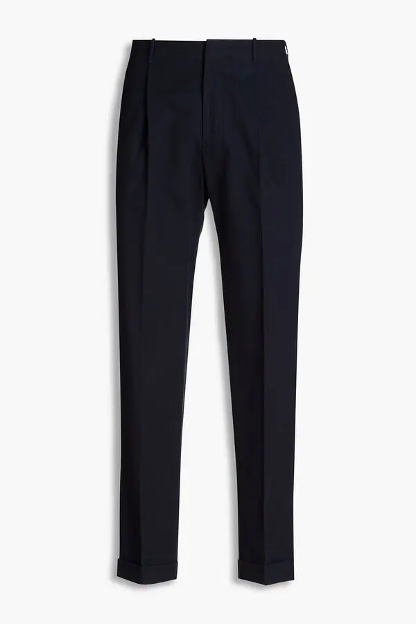 SLOWEAR Incotex Pleated Cotton Trousers - Midnight Blue
