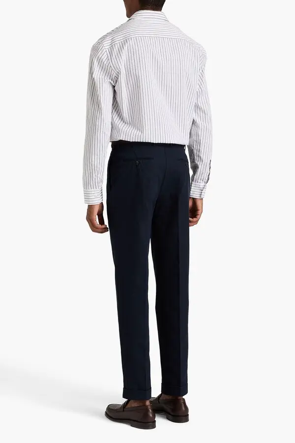 SLOWEAR Incotex Pleated Cotton Trousers - Midnight Blue