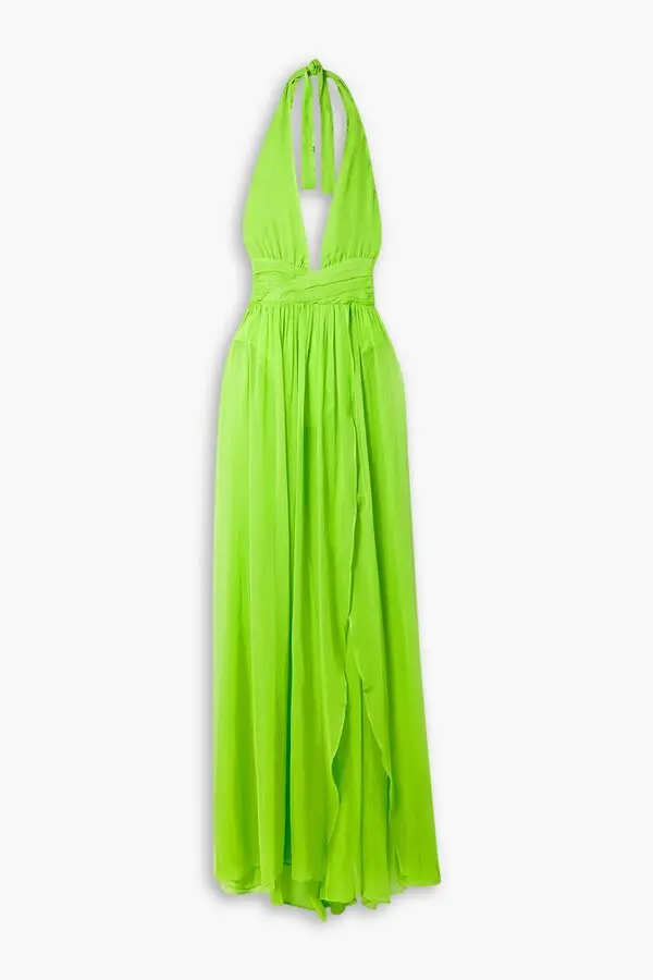 sachin and babi light blue dress Black MissPap Chiffon Halterneck Draped Twist Top & Maxi Skirt Co-ord