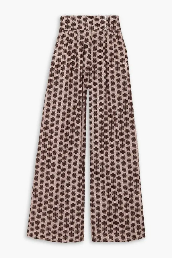 Anna Mason Hannah Pleated Printed Silk Crepe De Chine Pants