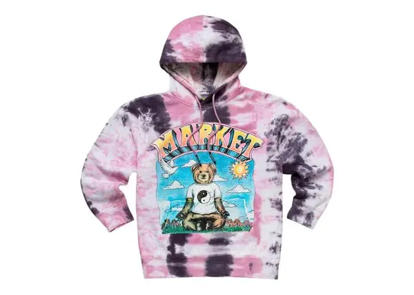 MARKET Namaste Bear Day And Night Tie Dye Hoodie