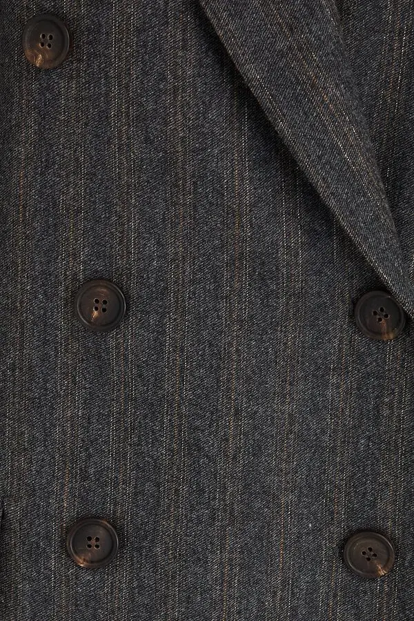 Brunello Cucinelli Double-breasted Metallic Pinstriped Twill Blazer - Dark Gray