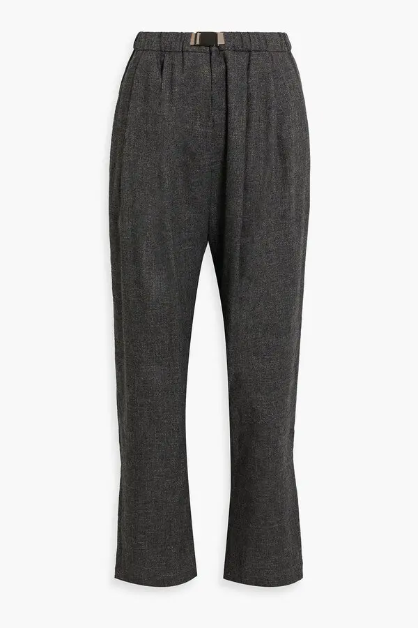Brunello Cucinelli Belted Tweed Tapered Pants