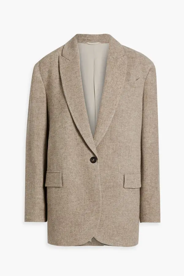Brunello Cucinelli Bead-embellished Yak Blazer - Sand