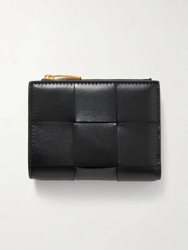 Bottega Veneta Cassette Intrecciato Leather Wallet - Black