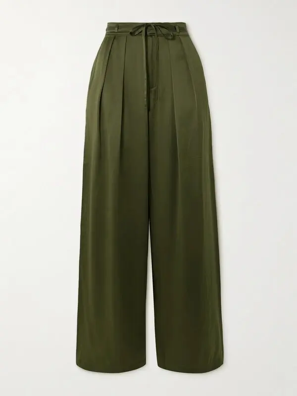FRAME Pleated Wide-leg Pants