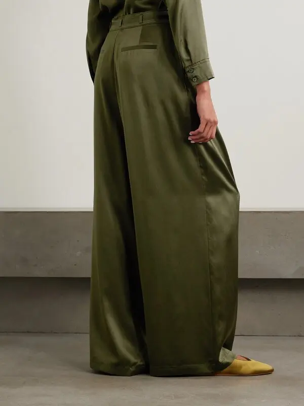 FRAME Pleated Wide-leg Pants