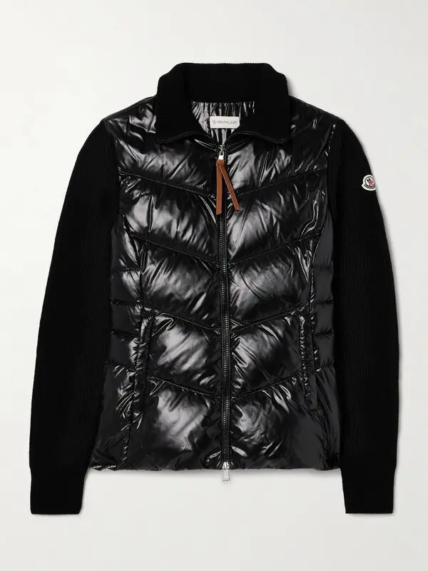 Moncler Appliquéd Wool And Quilted Shell Down Jacket