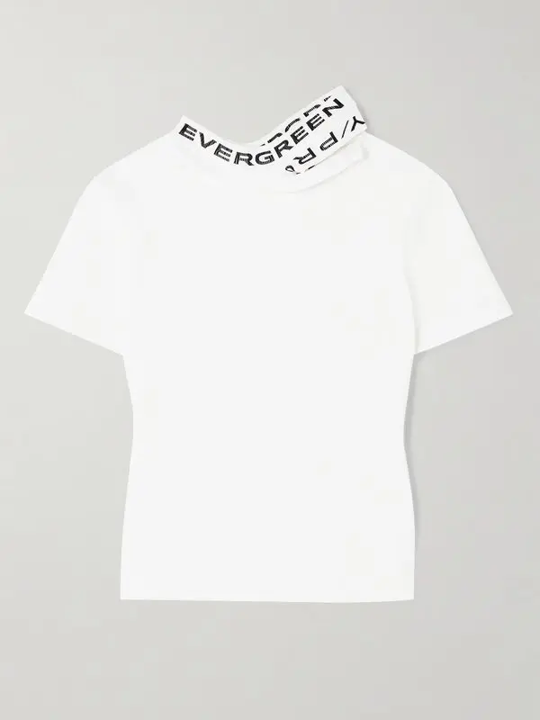 Y/project Evergreen Strap-detailed Organic Cotton-blend Jersey T-shirt - White