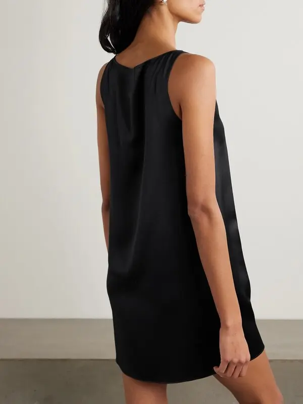 Leset Barb V Satin Mini Dress In Black - 50% Off | Editorialist