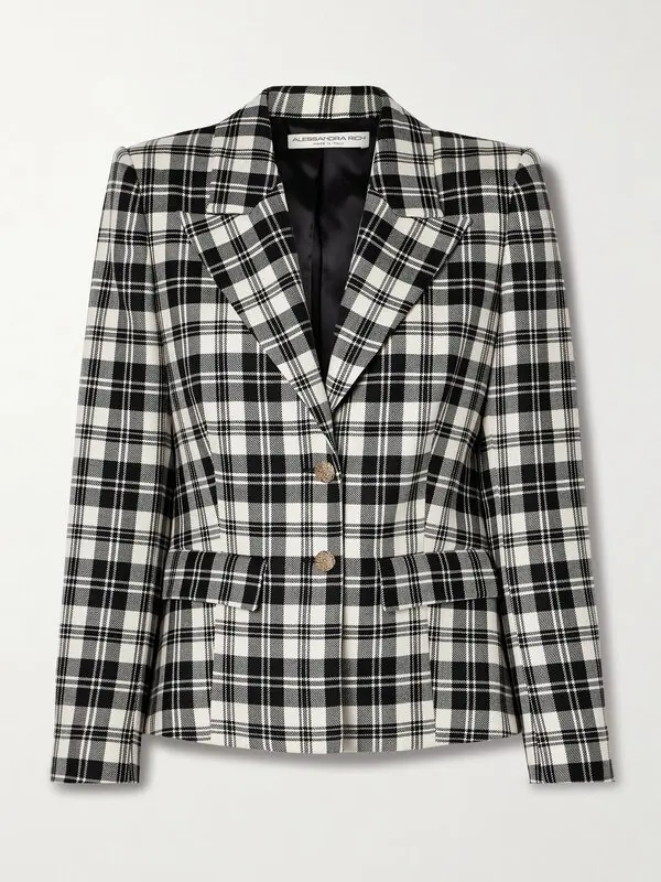 Alessandra Rich Checked Wool-twill Blazer
