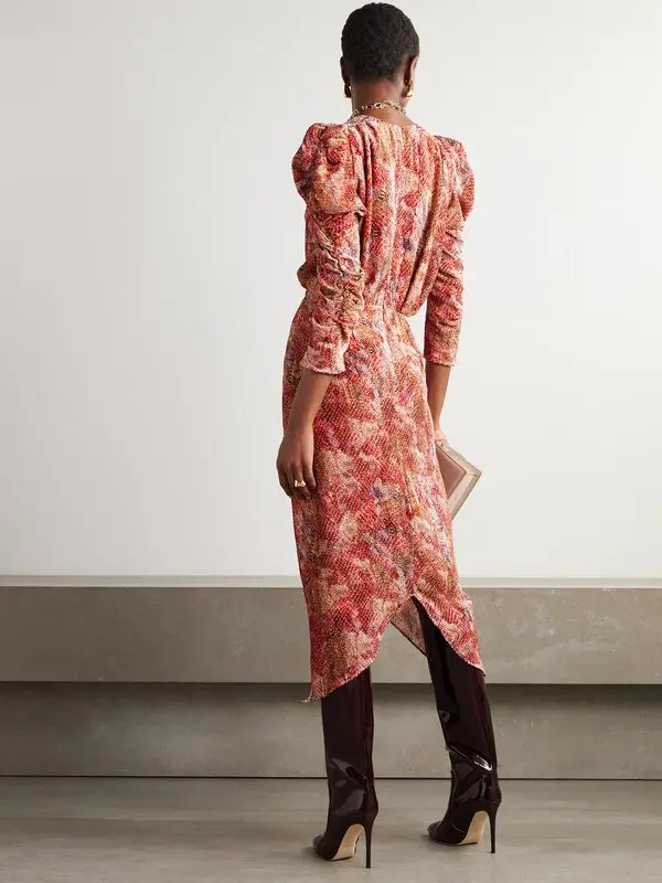 isabel marant silk chiffon dress Isabel Marant Melissa Printed Silk-chiffon Maxi Dress In Orange