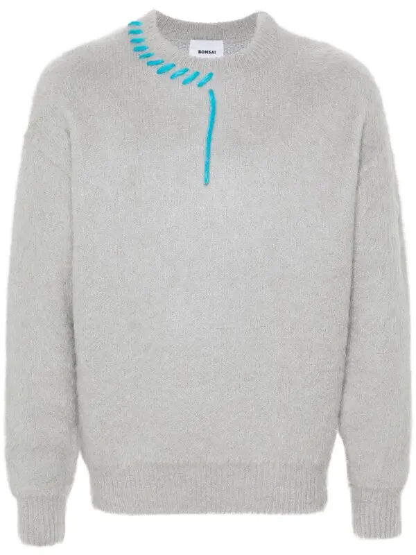 BONSAI Decorative-stitching Jumper - Grey