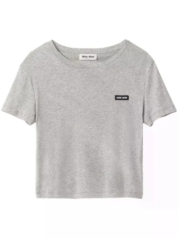 Miu Miu Ribbed Jersey T-shirt - Grey