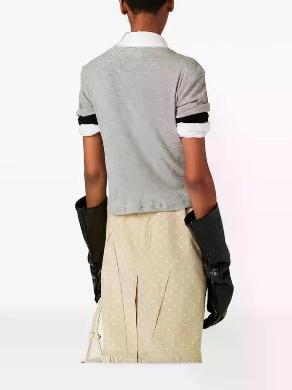 Miu Miu Ribbed Jersey T-shirt With Logo Patch - Grey