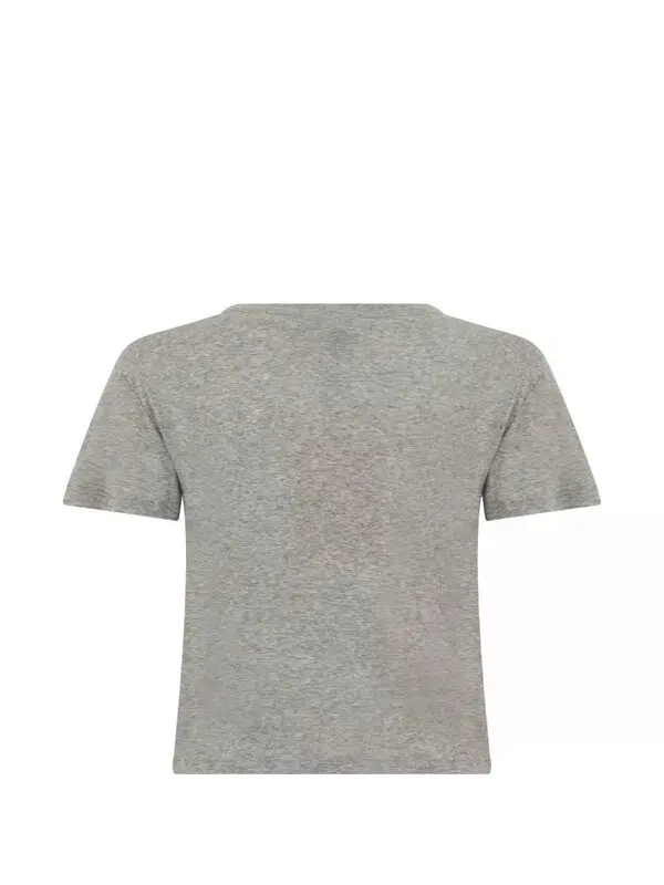 Miu Miu Ribbed Jersey T-shirt With Logo Patch - Grey