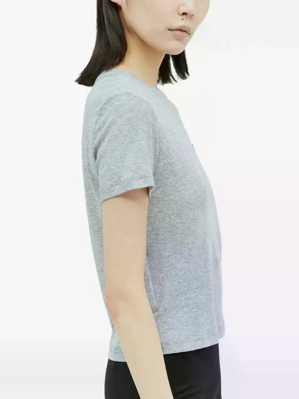 Miu Miu Ribbed Jersey T-shirt With Logo Patch - Grey