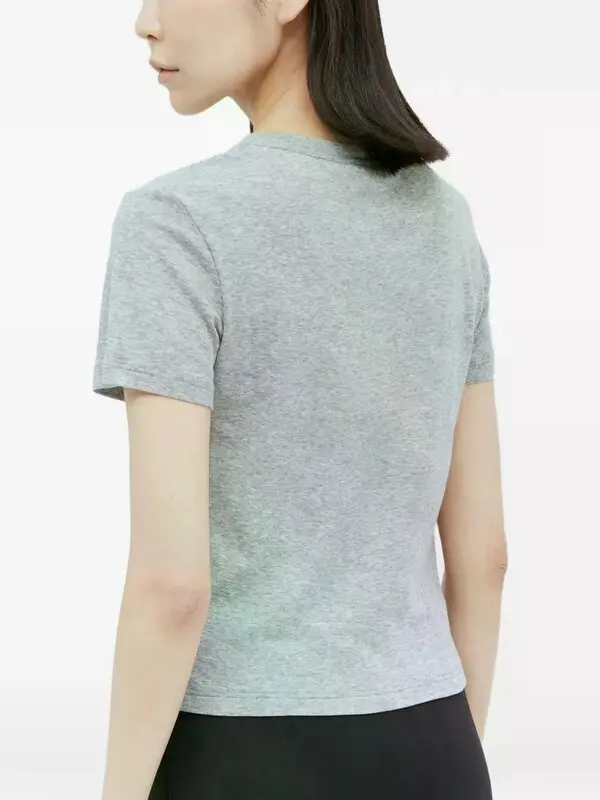 Miu Miu Ribbed Jersey T-shirt With Logo Patch - Grey