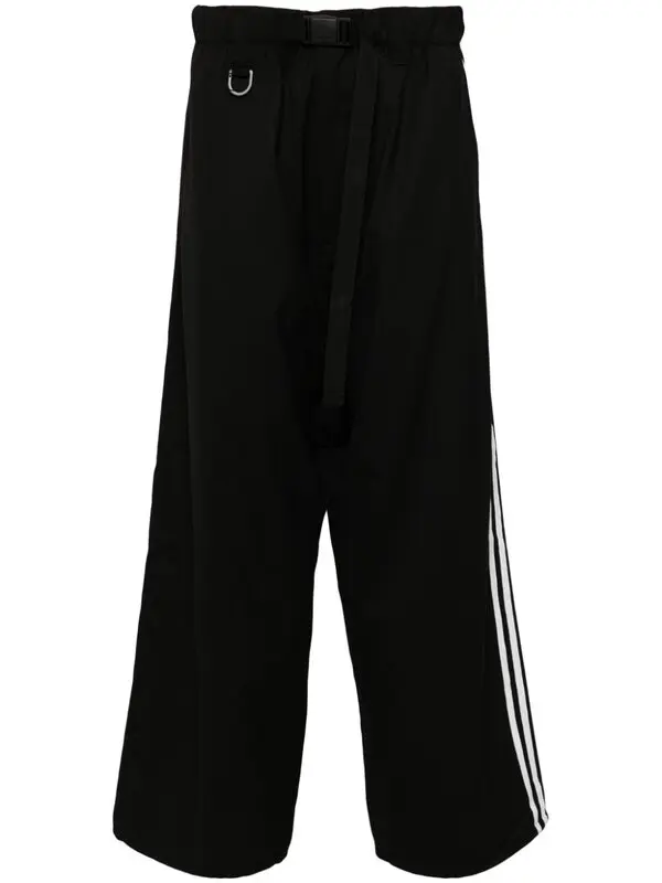 Y3 X Adidas Wide Leg Trousers With Signature 3-stripes