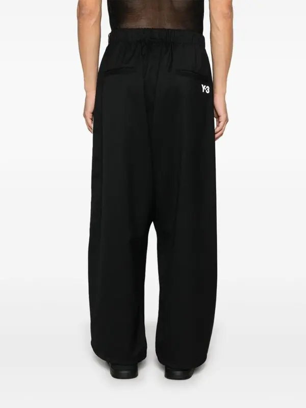 Y3 X Adidas Wide Leg Trousers With Signature 3-stripes