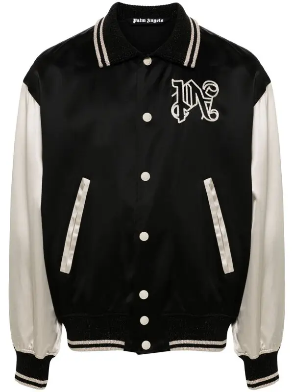 Palm Angels Gothic-logo Varsity Jacket - Black