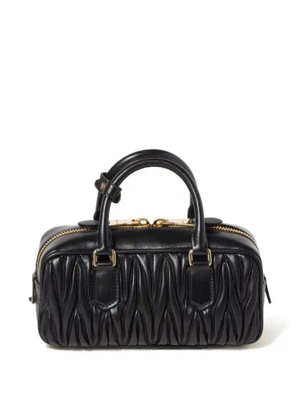 Miu Miu Medium Arcadie Leather Tote Bag - Black