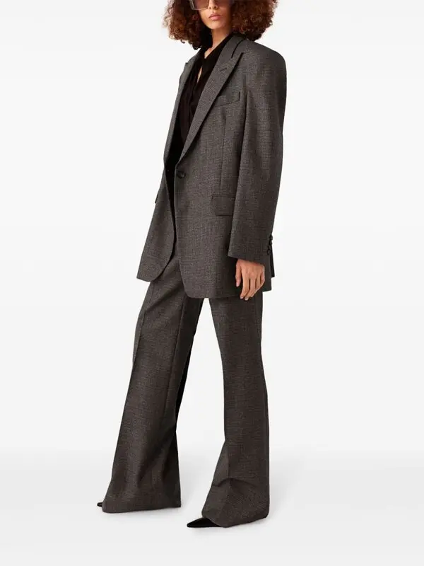 Stella McCartney Single-breasted Houndstooth Wool Blazer - Brown