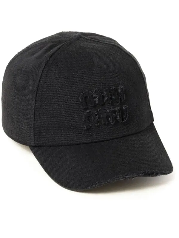 Miu Miu Denim Baseball Cap - Black