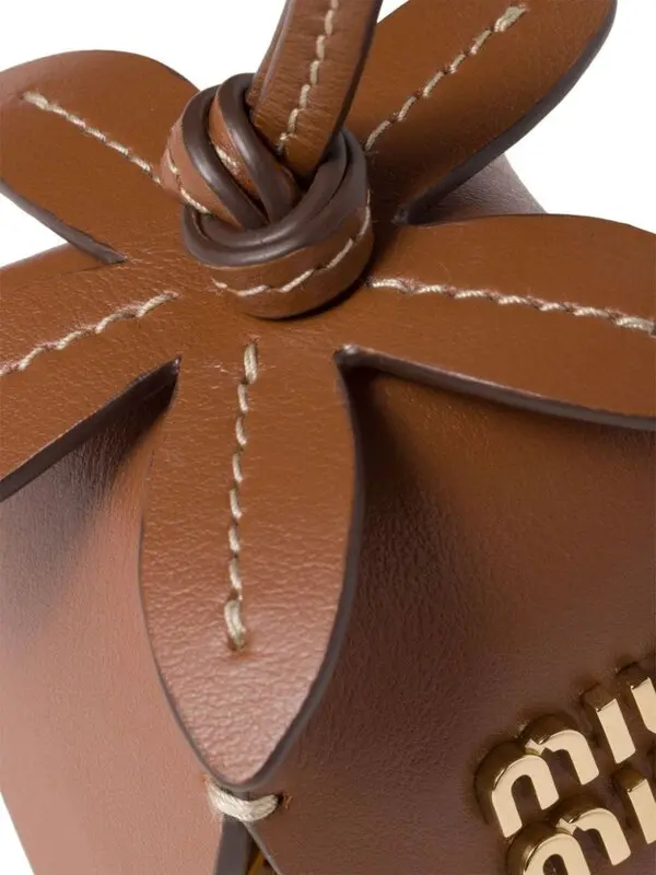 Miu Miu Leather Logo Bag Charm - Brown | Editorialist