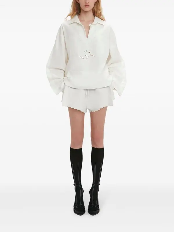 Victoria Beckham Embroidered Drawstring-waist Shorts