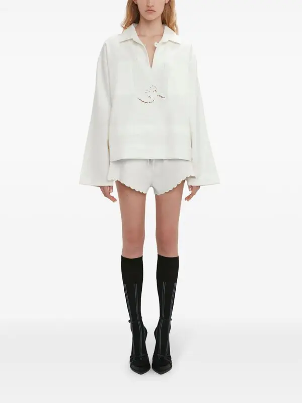 Victoria Beckham Embroidered Drawstring-waist Shorts