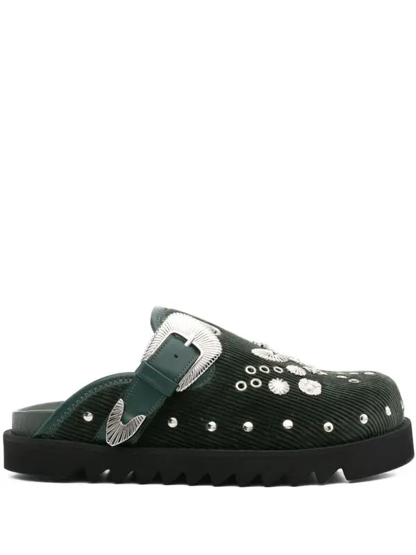 TOGA VIRILIS Eyelet-metal Slippers - Green