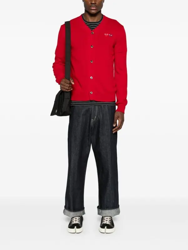 Play Comme Des Garcon Double-heart Wool Cardigan