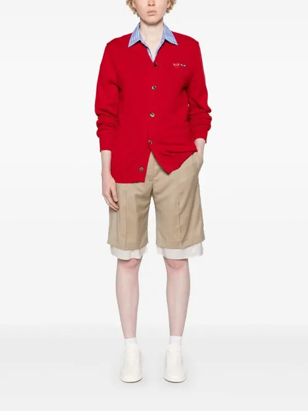 Play Comme Des Garcon Double-heart Wool Cardigan