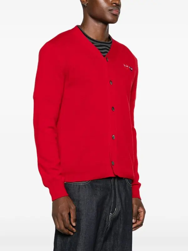 Play Comme Des Garcon Double-heart Wool Cardigan