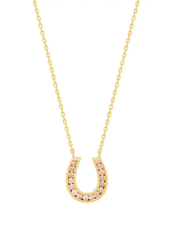 KAMUSHKI 18kt Gold Diamond Horseshoe Pendant Necklace - Yellow